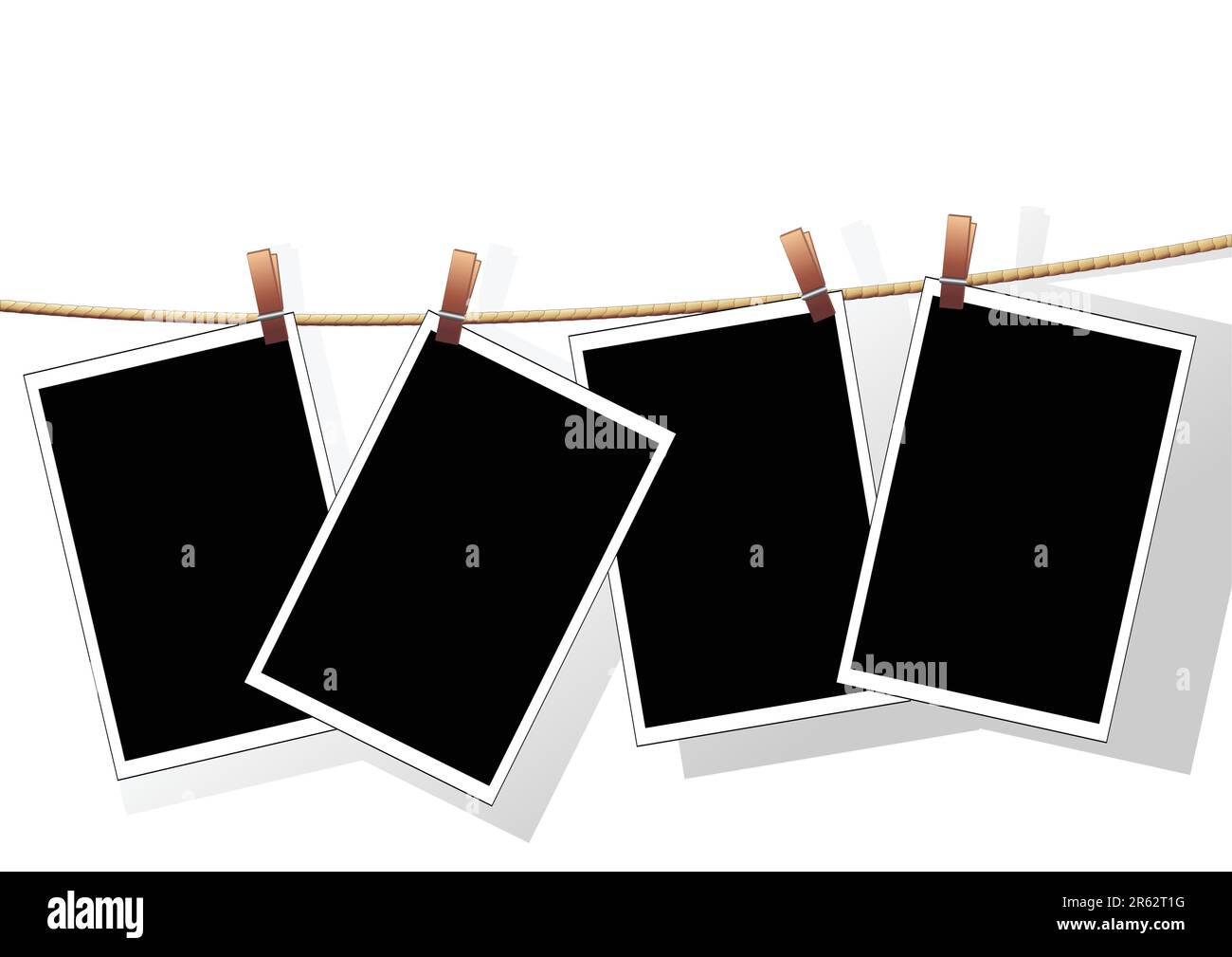 Photo templates hanged on a rope over white background Stock Vector ...