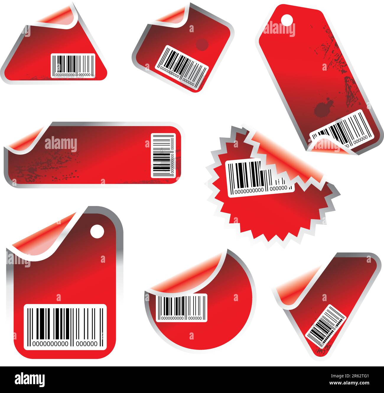 red vector tag and sticker set with bar codes Stock Vector Image & Art ...