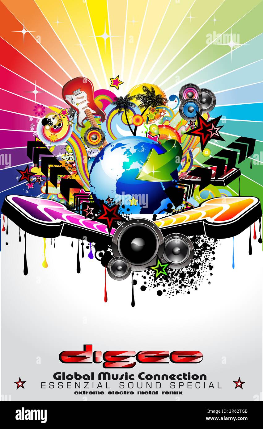 Global Music Event Background with Musical Design elements Stock Vector ...