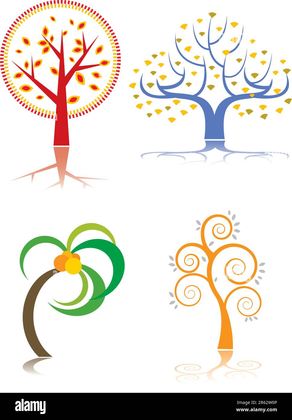 Cute cartoon trees icons background Stock Vector Image & Art - Alamy
