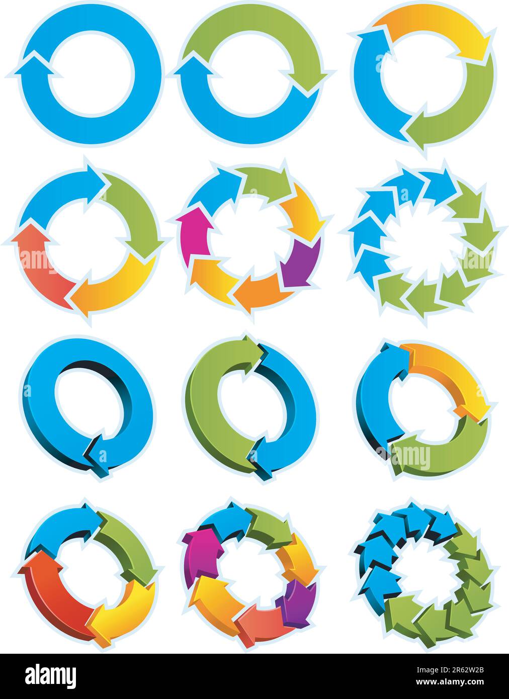 Set of Different arrow circles isolated on the white Stock Vector Image ...