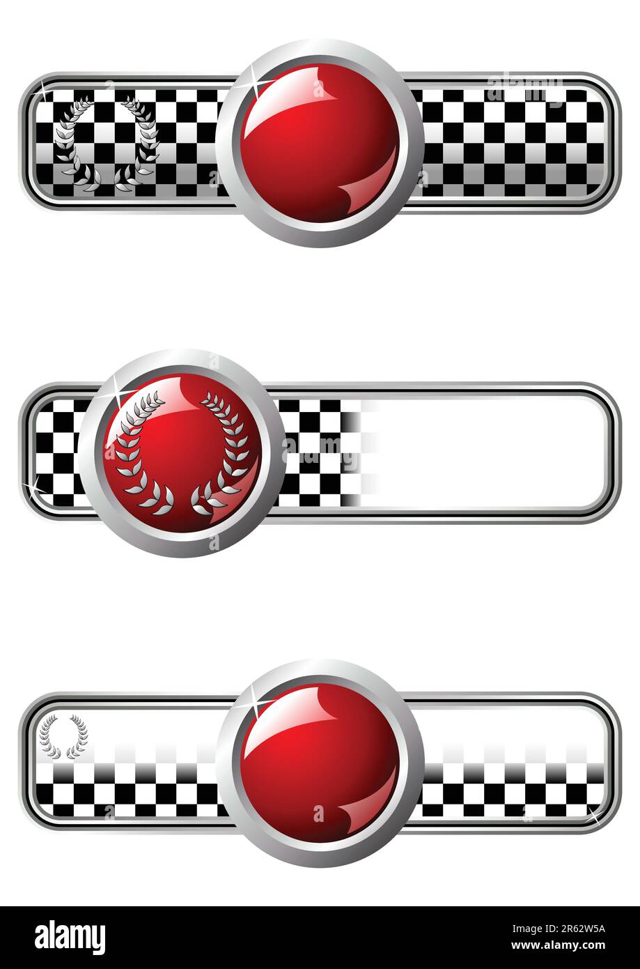 Different race badges with red round gem over white background Stock ...