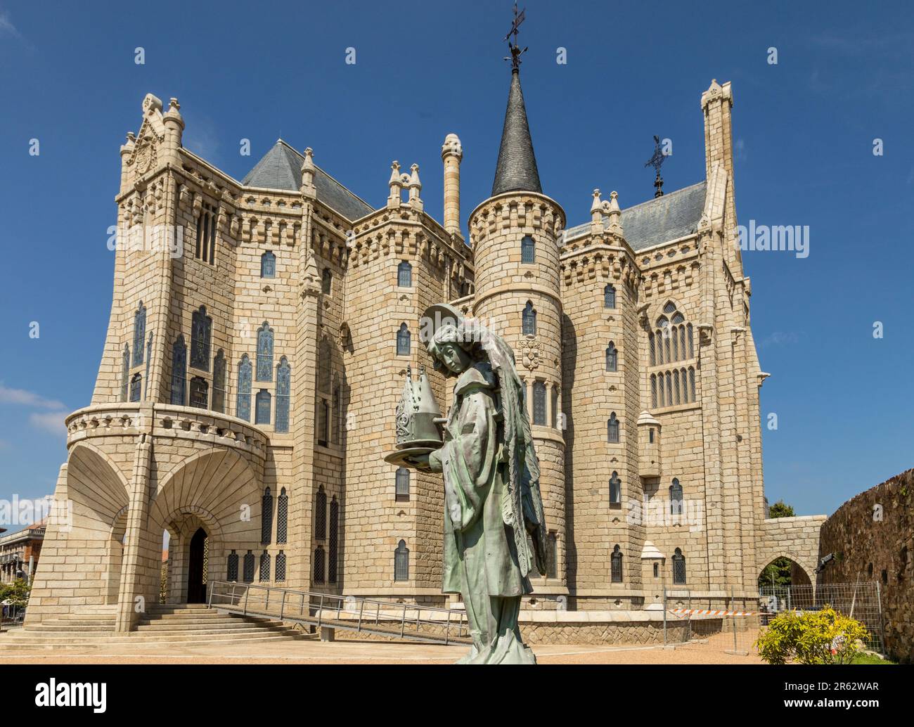 the angle outside the Episcopal Palace, Astorga Spain. Designed in the ...