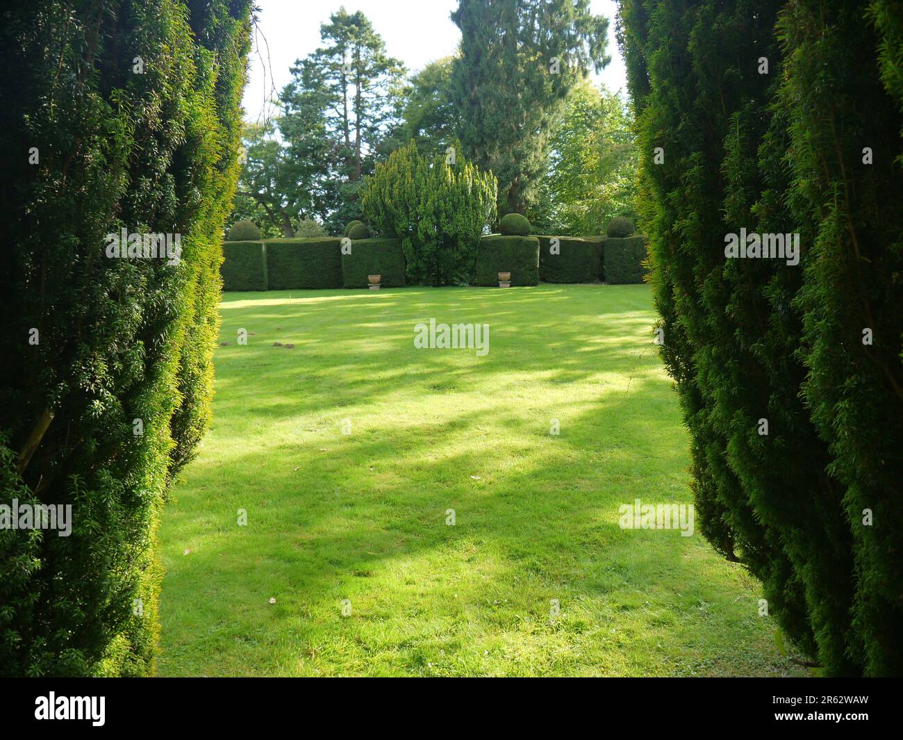 Croquet Lawn enclosed by a Yew hedge at Hergest Croft Gardens, Kington ...