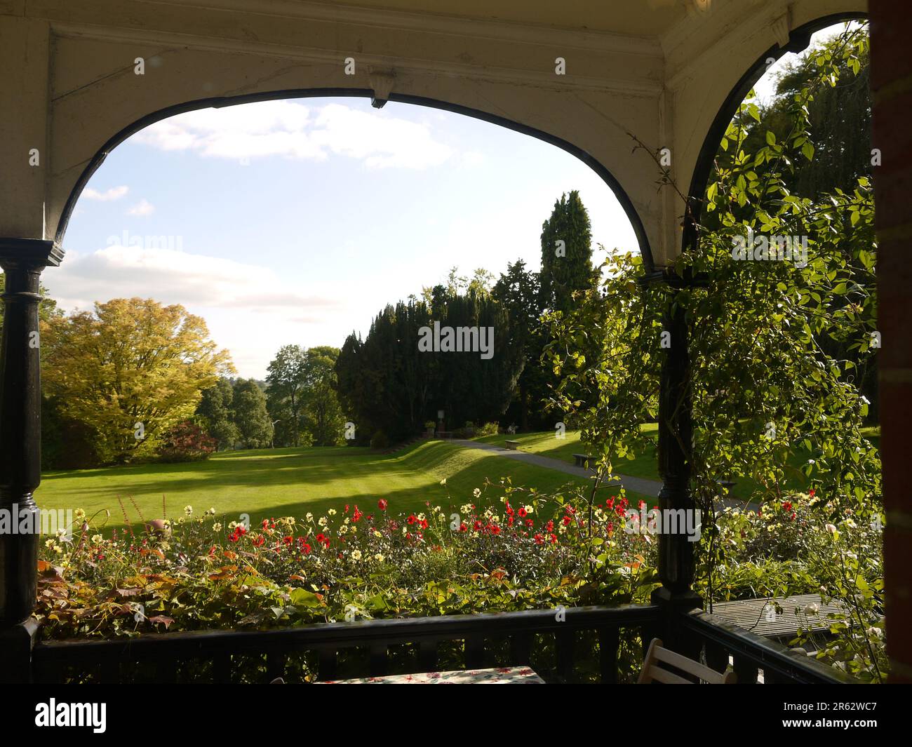 View of the lawn from the terrace, Hergest Croft, Kington ...