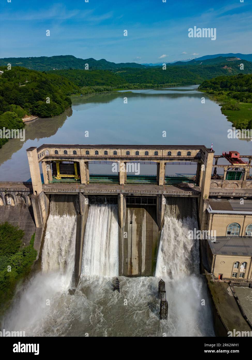 An aerial view of a large platinum mining site located on the water in ...