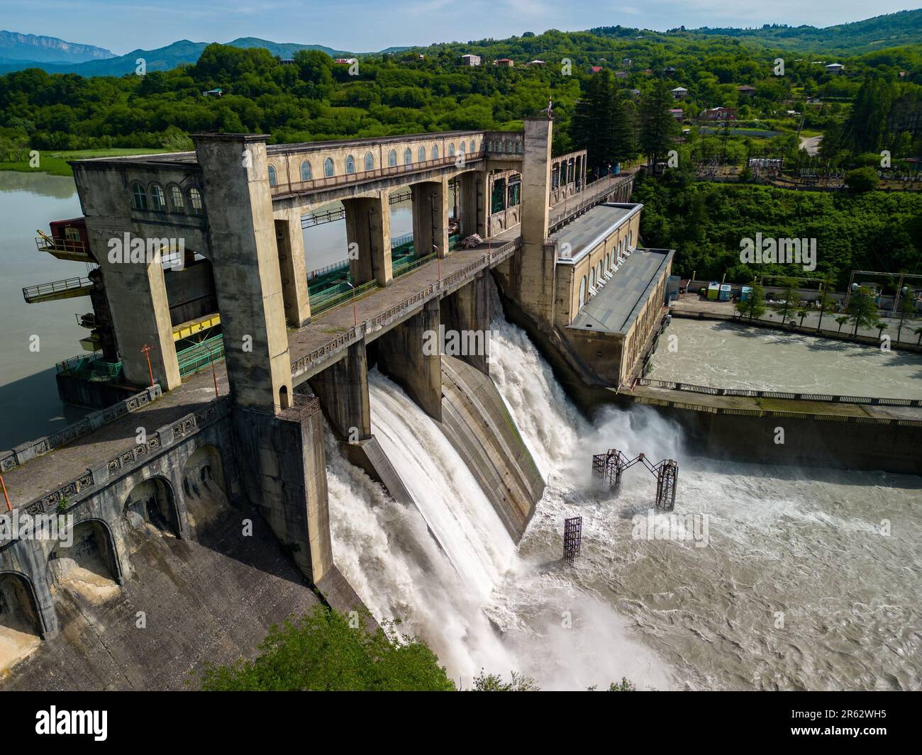 An aerial view of a large platinum mining site located on the water in ...