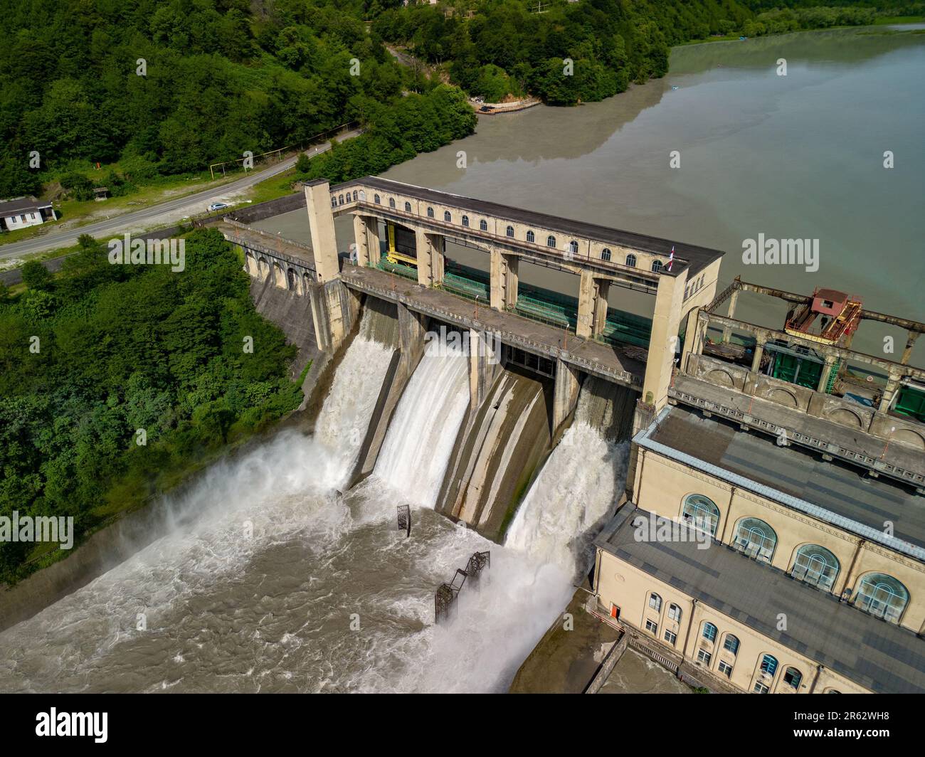 An aerial view of a large platinum mining site located on the water in ...
