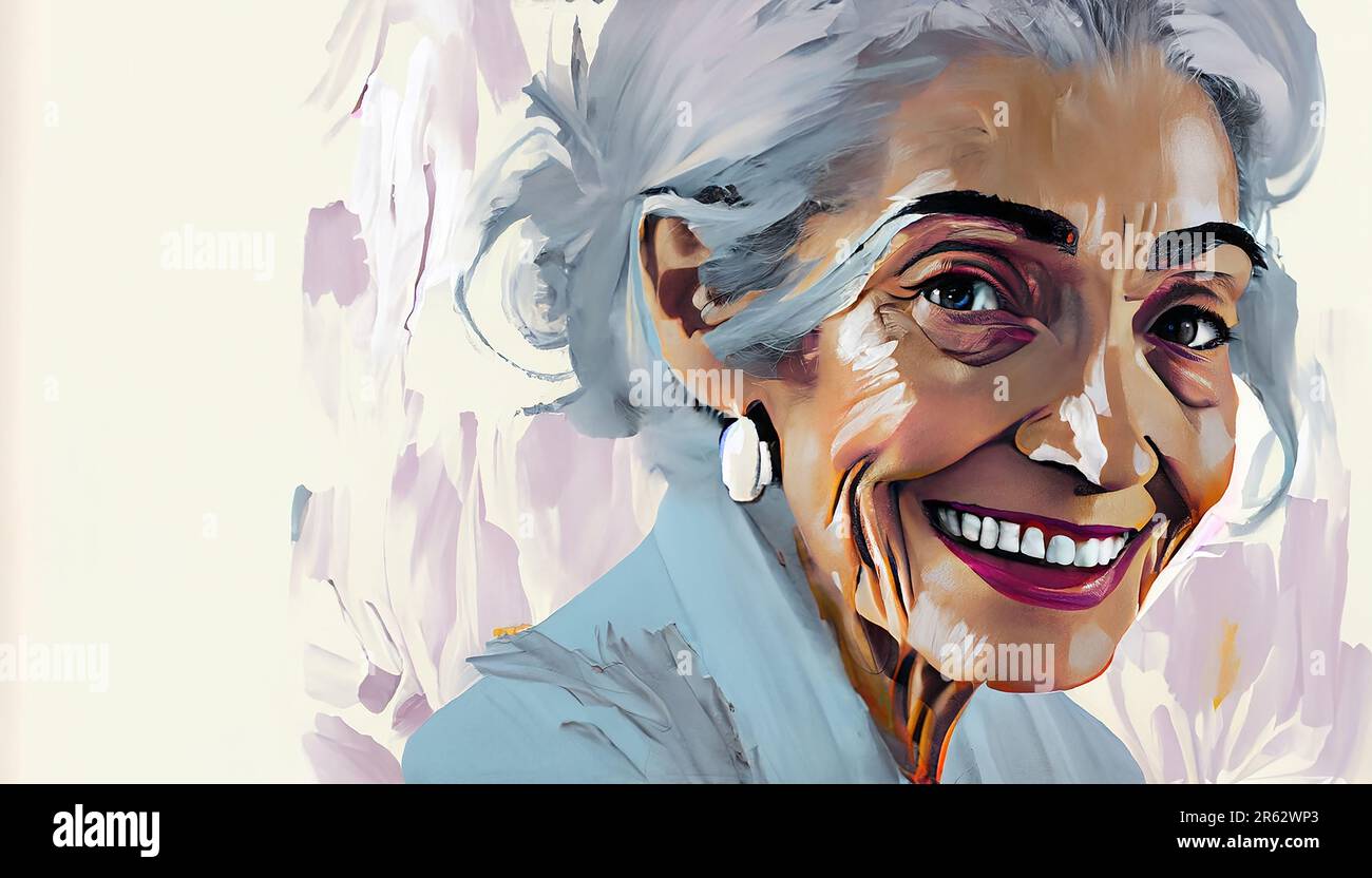 Illustration abstract computer generated image of elderly woman looking ...