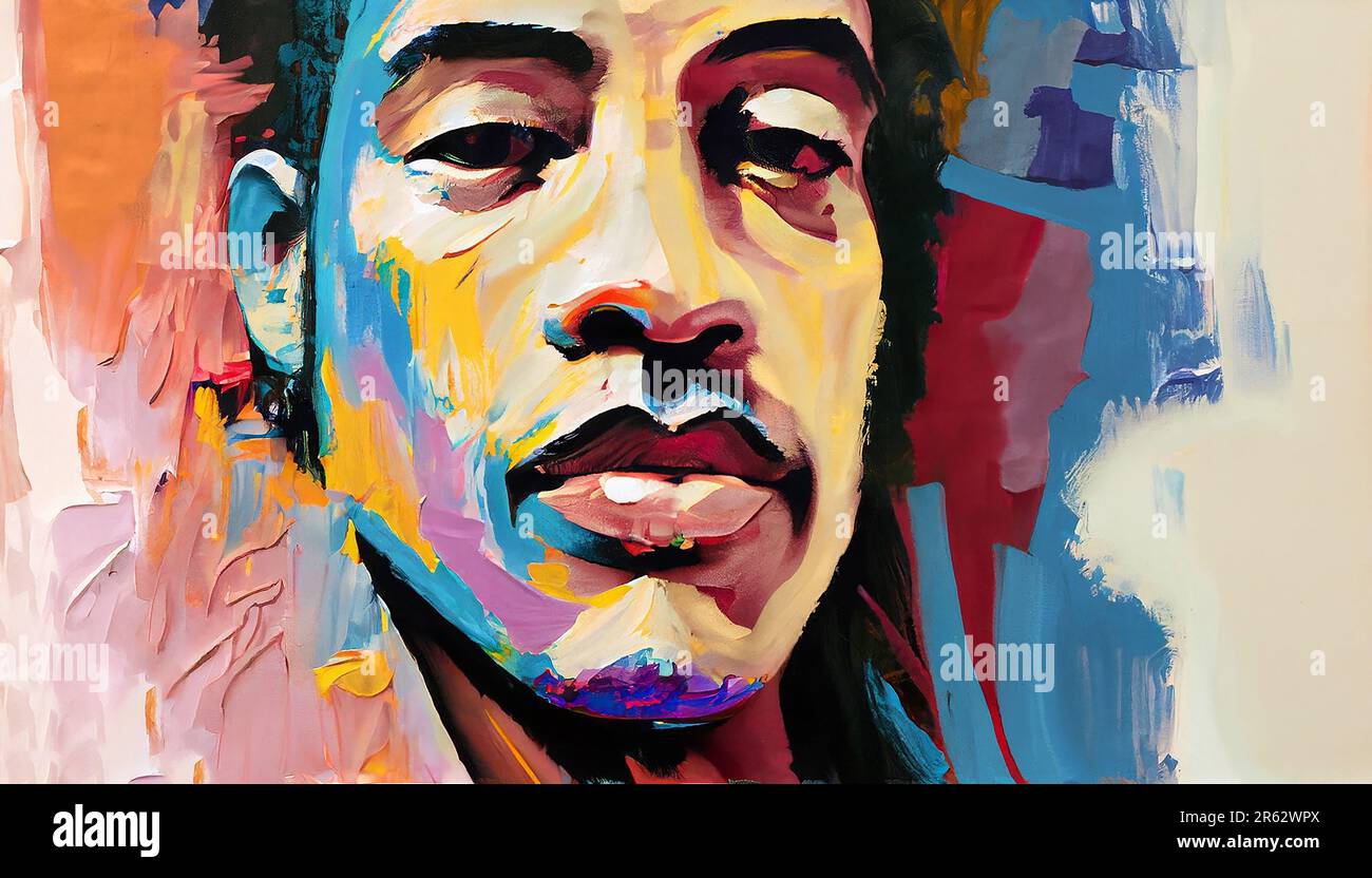 Illustration abstract computer generated image of face in painterly ...