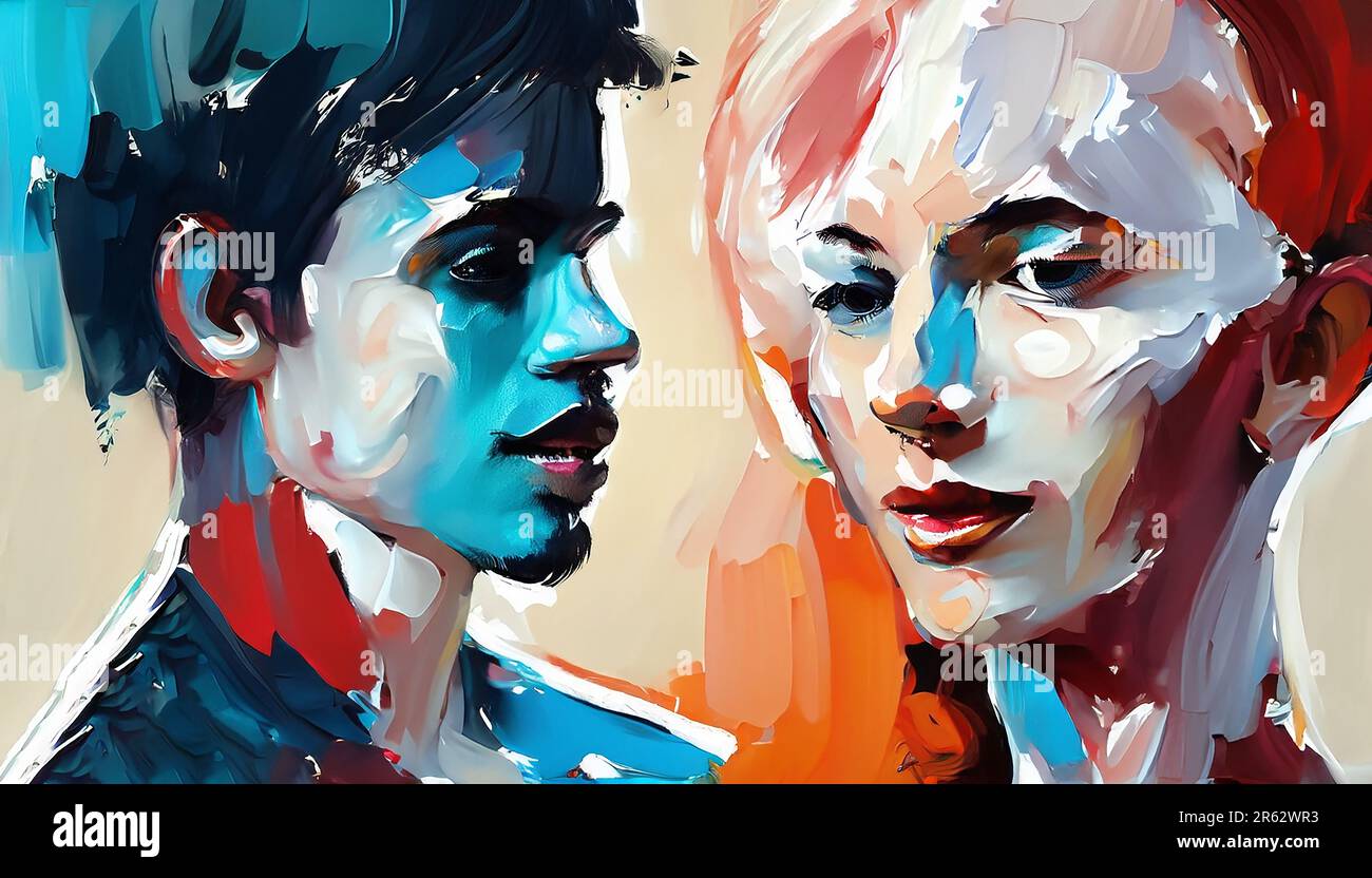 Illustration abstract computer generated image of faces in painterly ...