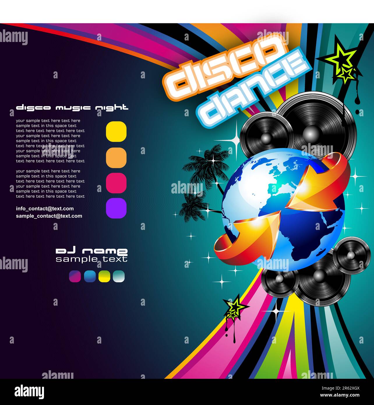 International Disco Event Background with Musical Design elements Stock ...