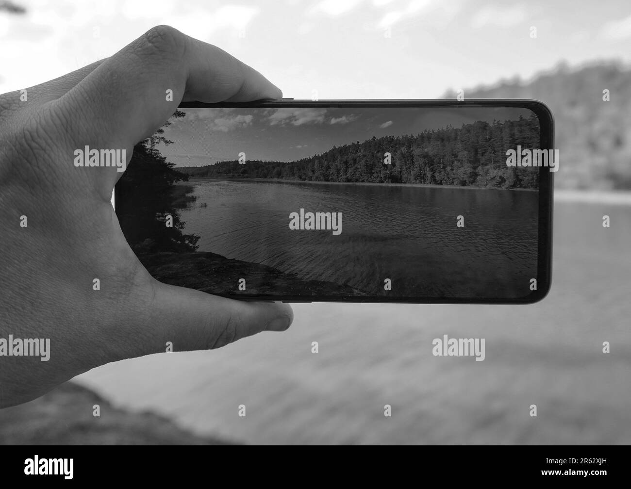 Through your phone Black and White Stock Photos & Images - Alamy