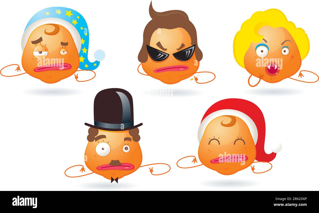 Five cute character head pattern design Stock Vector Image & Art - Alamy