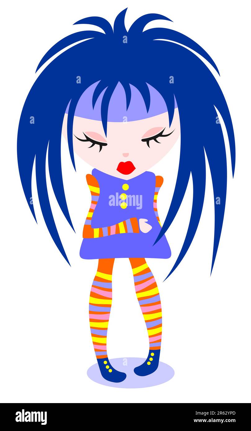 Cartoon emo girl isolated on a white background Stock Vector Image ...