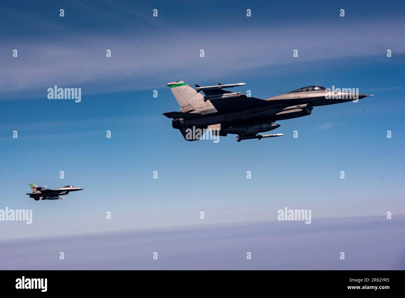 F-16 Fighting Falcons assigned to the 180th Fighter Wing connected with ...