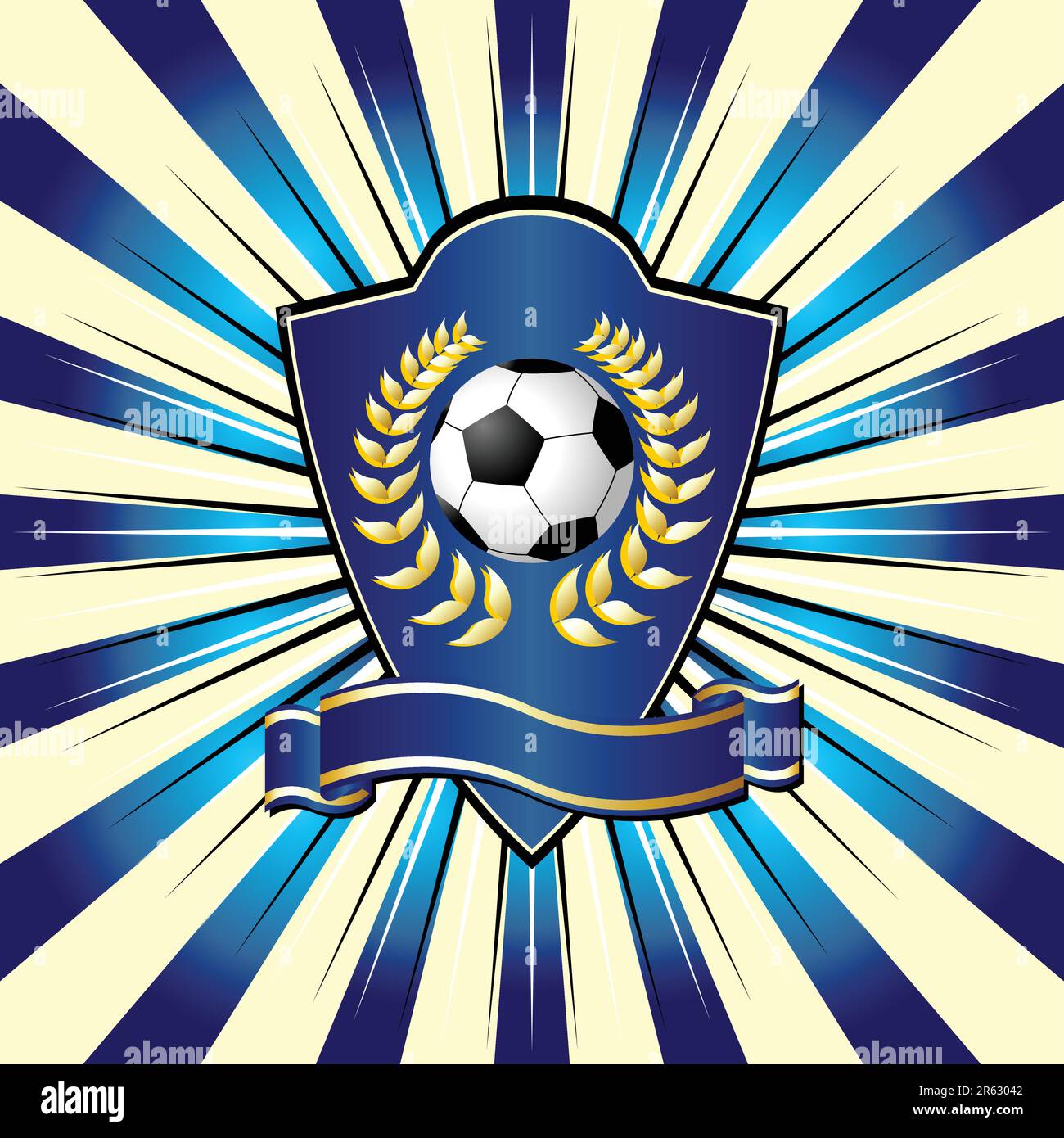 Soccer shield theme over colorful striped background Stock Vector Image ...