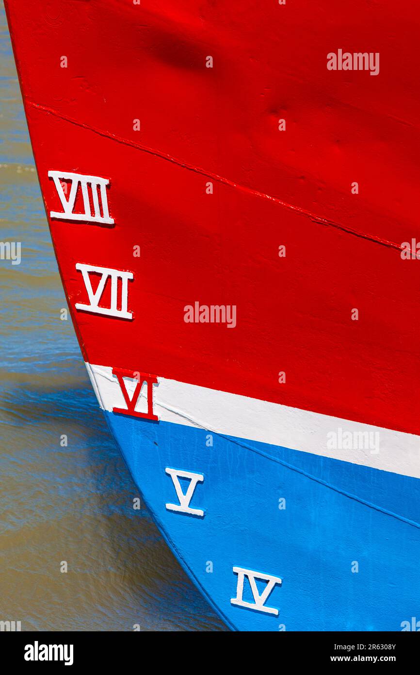 Roman numerals on the bow of a boat in Steveston Harbour British ...