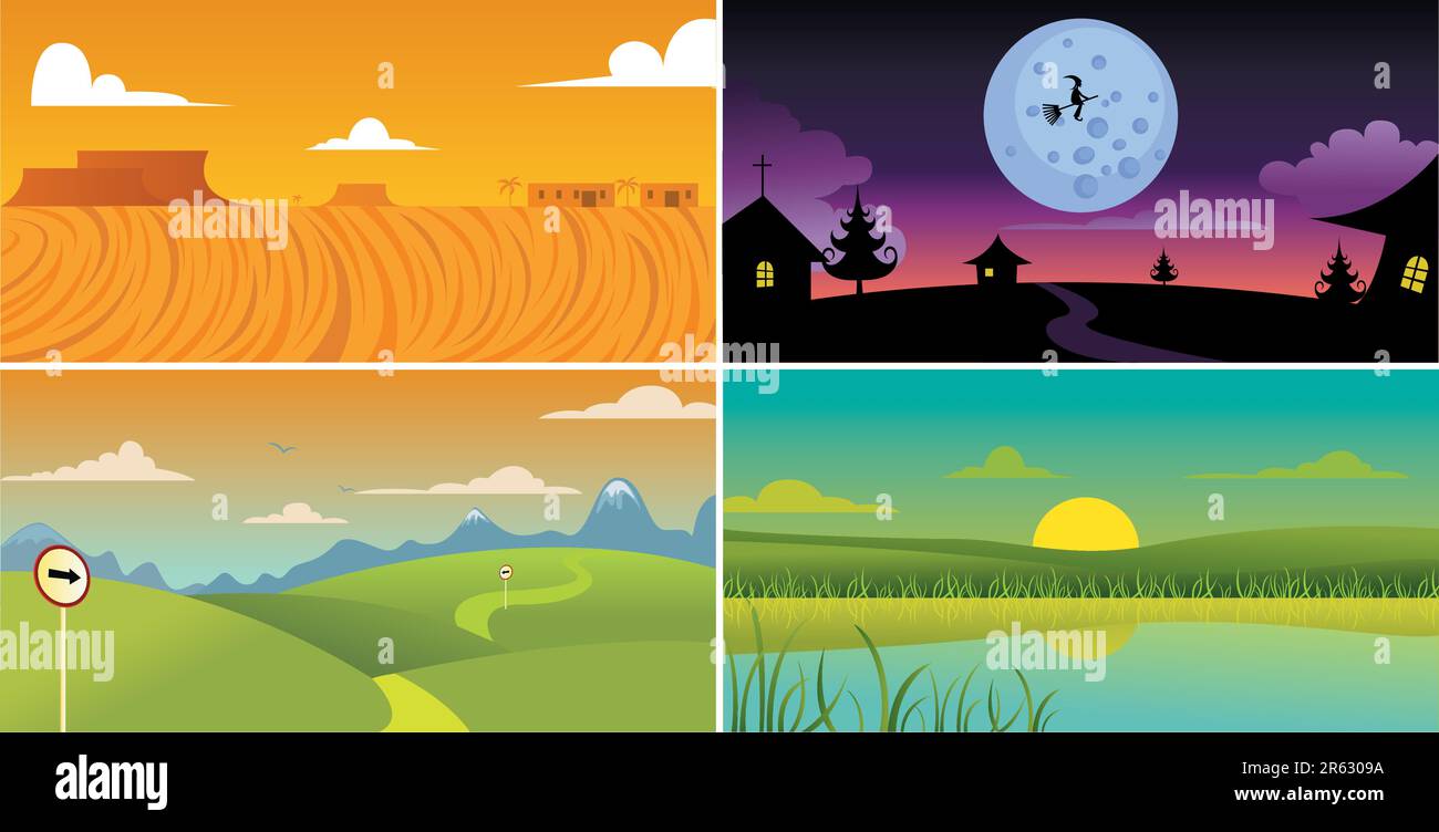 Four scenery pattern design background Stock Vector Image & Art - Alamy