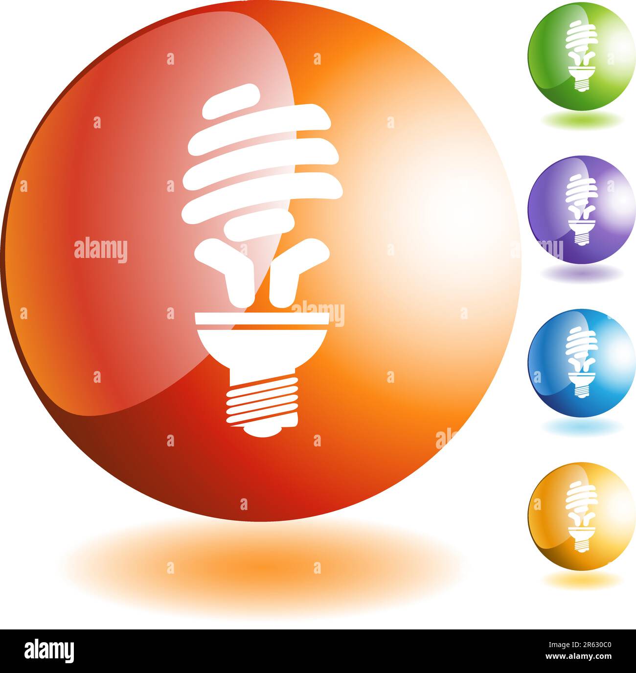 Energy saving light bulb icon web button isolated on a background Stock ...