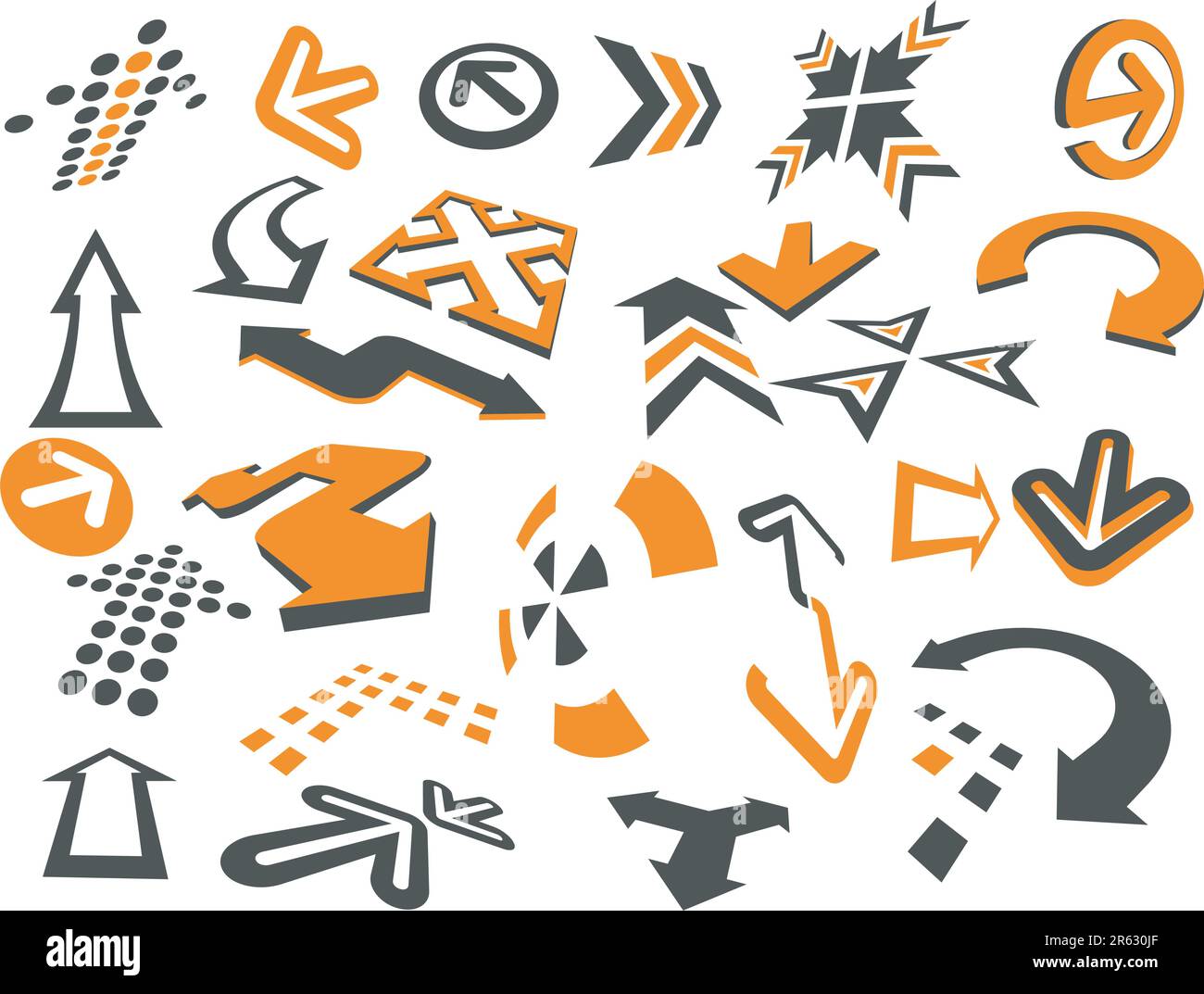 Arrows in different styles and shapes on the white Stock Vector Image ...