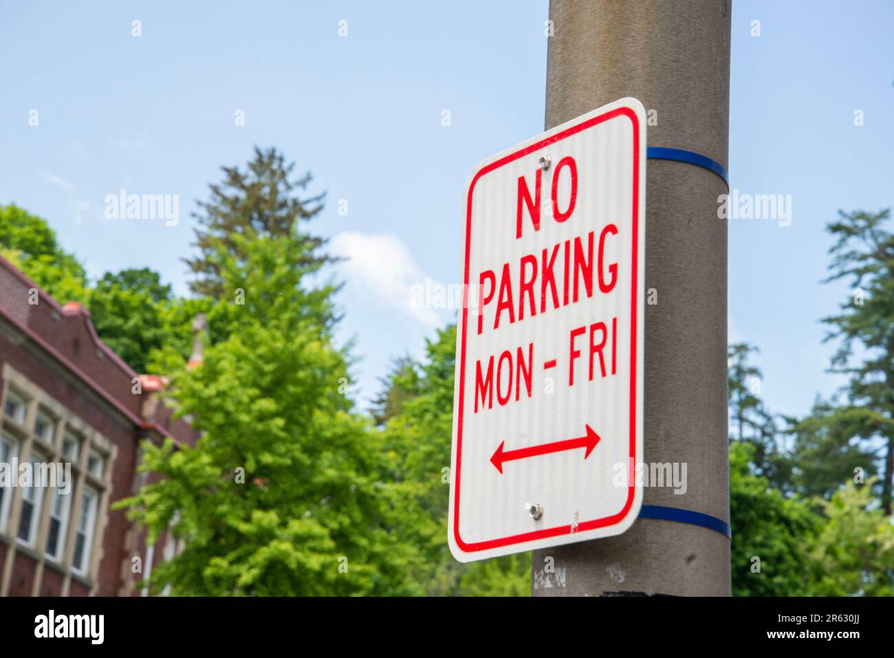 A view of different road signs in the city Stock Photo - Alamy
