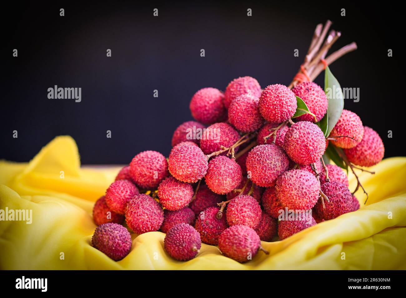 fresh ripe lychee fruit tropical fruit peeled lychees slice in Thailand ...
