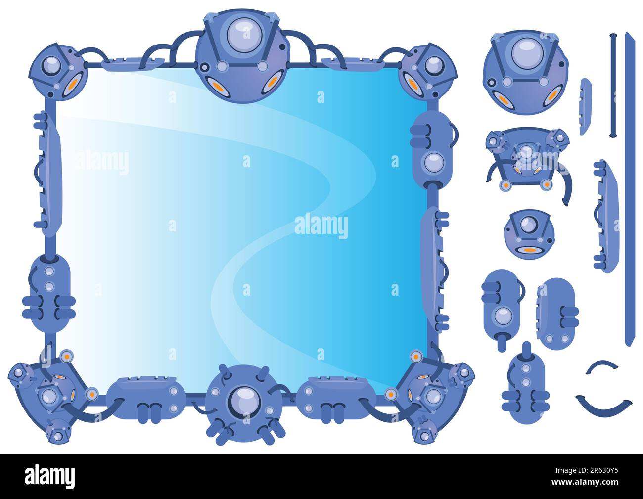 Hi-Tech frame concept illustration with component detach for easy assemble in vector Stock ...