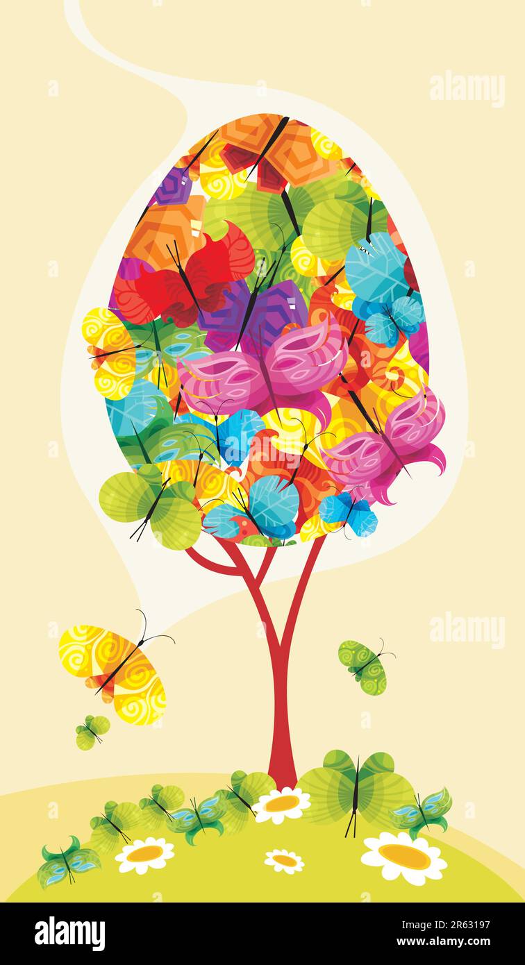 vector illustration of a butterfly tree Stock Vector Image & Art - Alamy