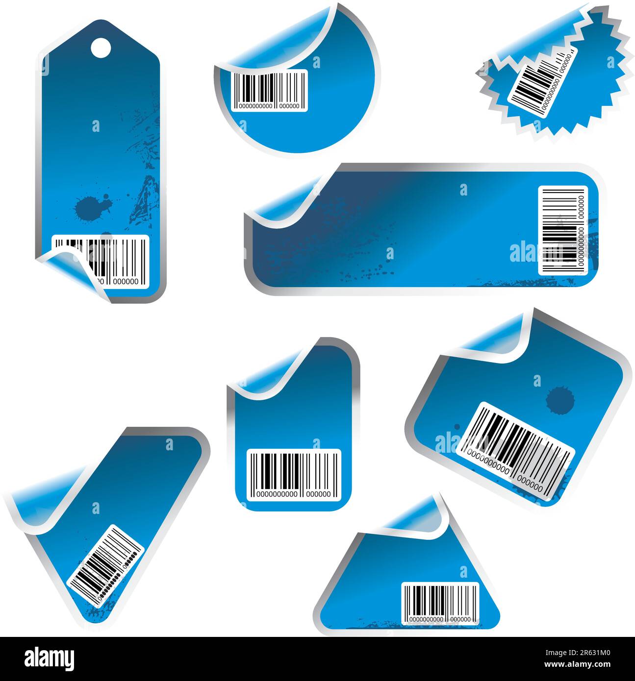 blue vector tag and sticker set with bar codes Stock Vector Image & Art ...