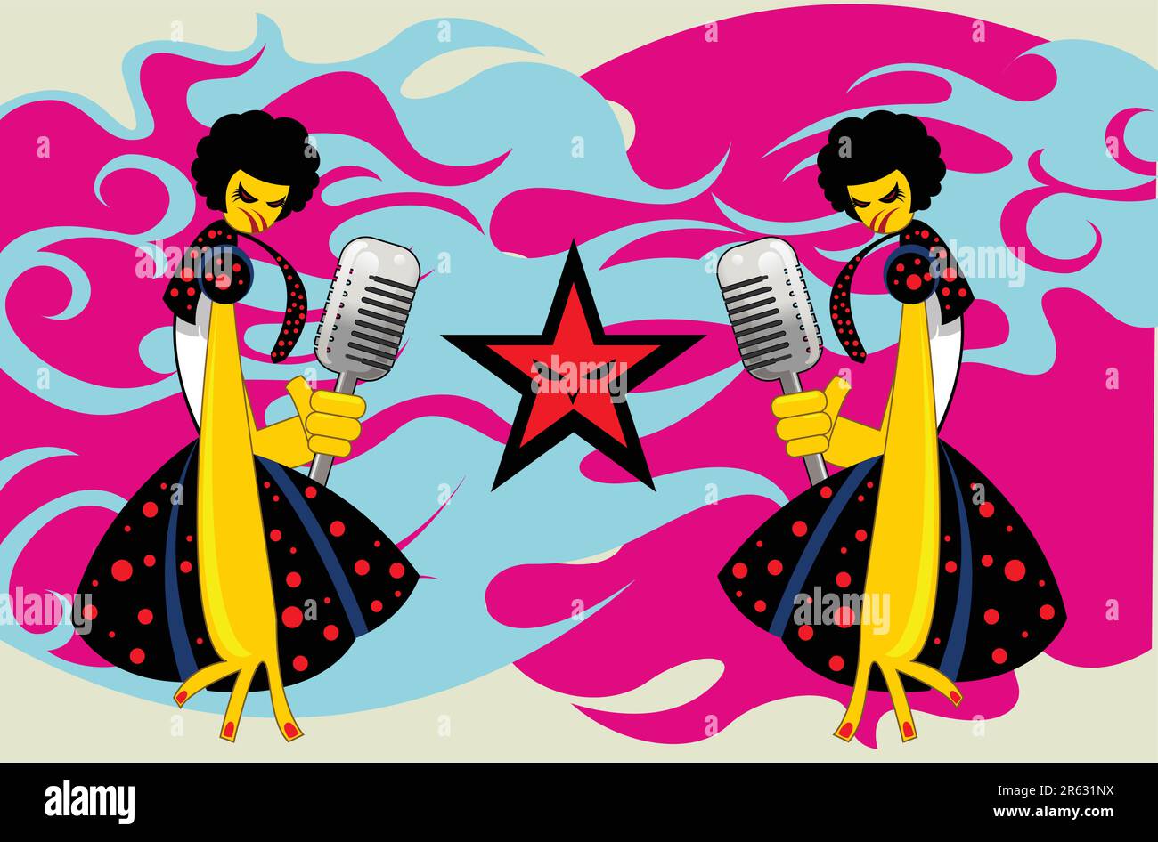 Abstract fashion female signer character pattern design Stock Vector ...