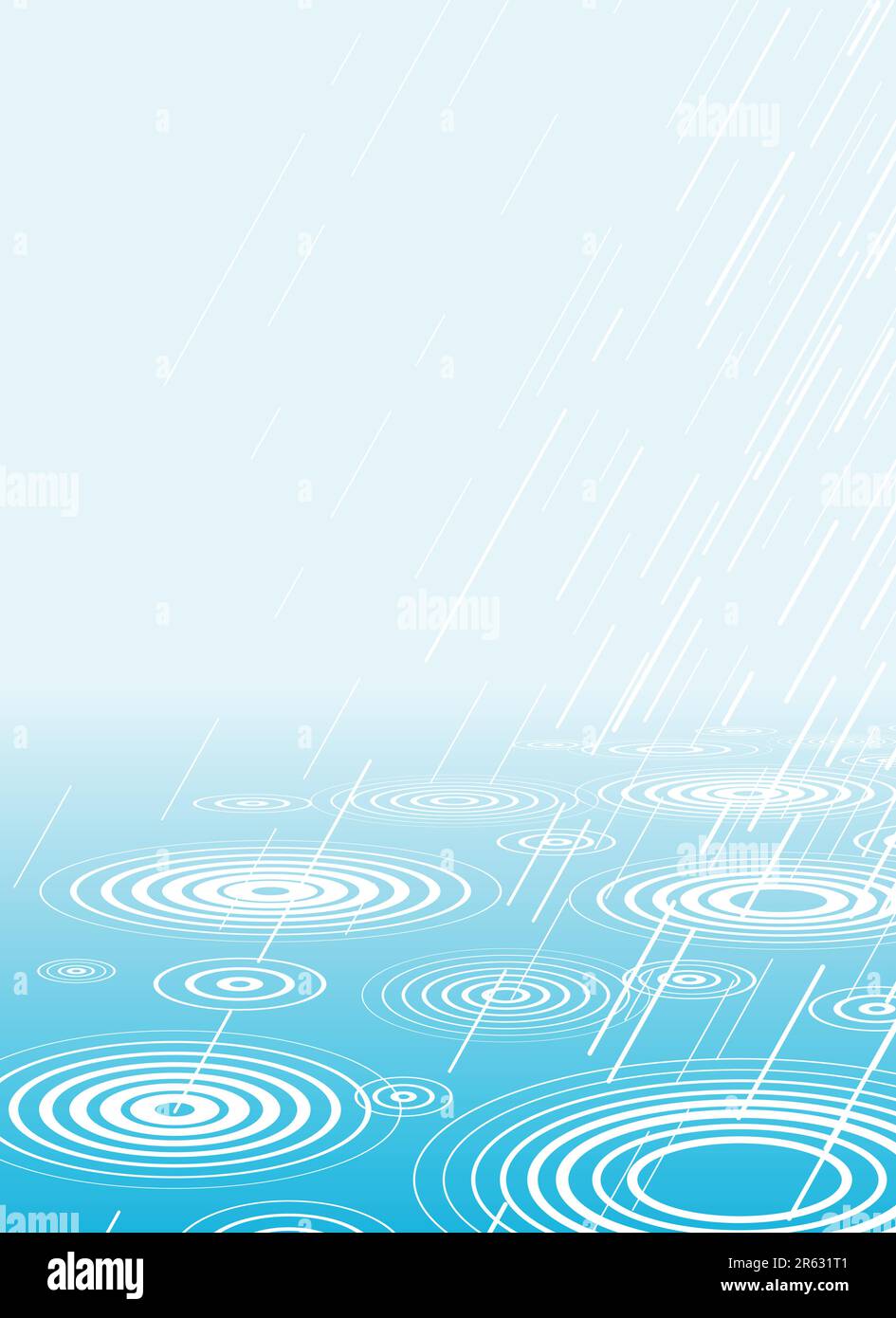 Editable vector illustration of rain falling into water with copy-space ...
