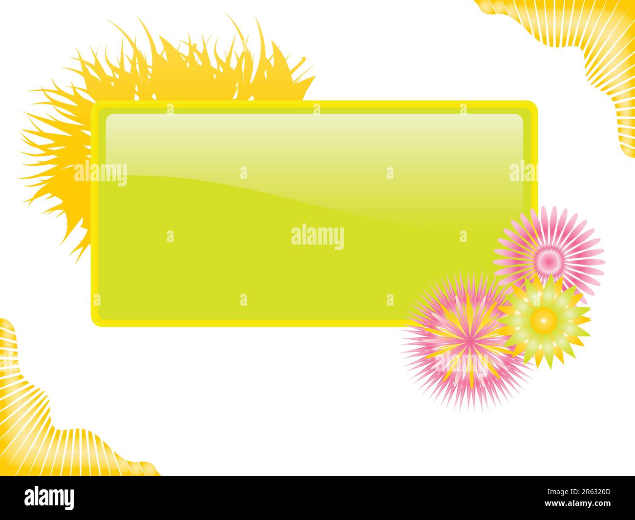 Vector illustration of reflective tag with flowers and fronds Stock ...