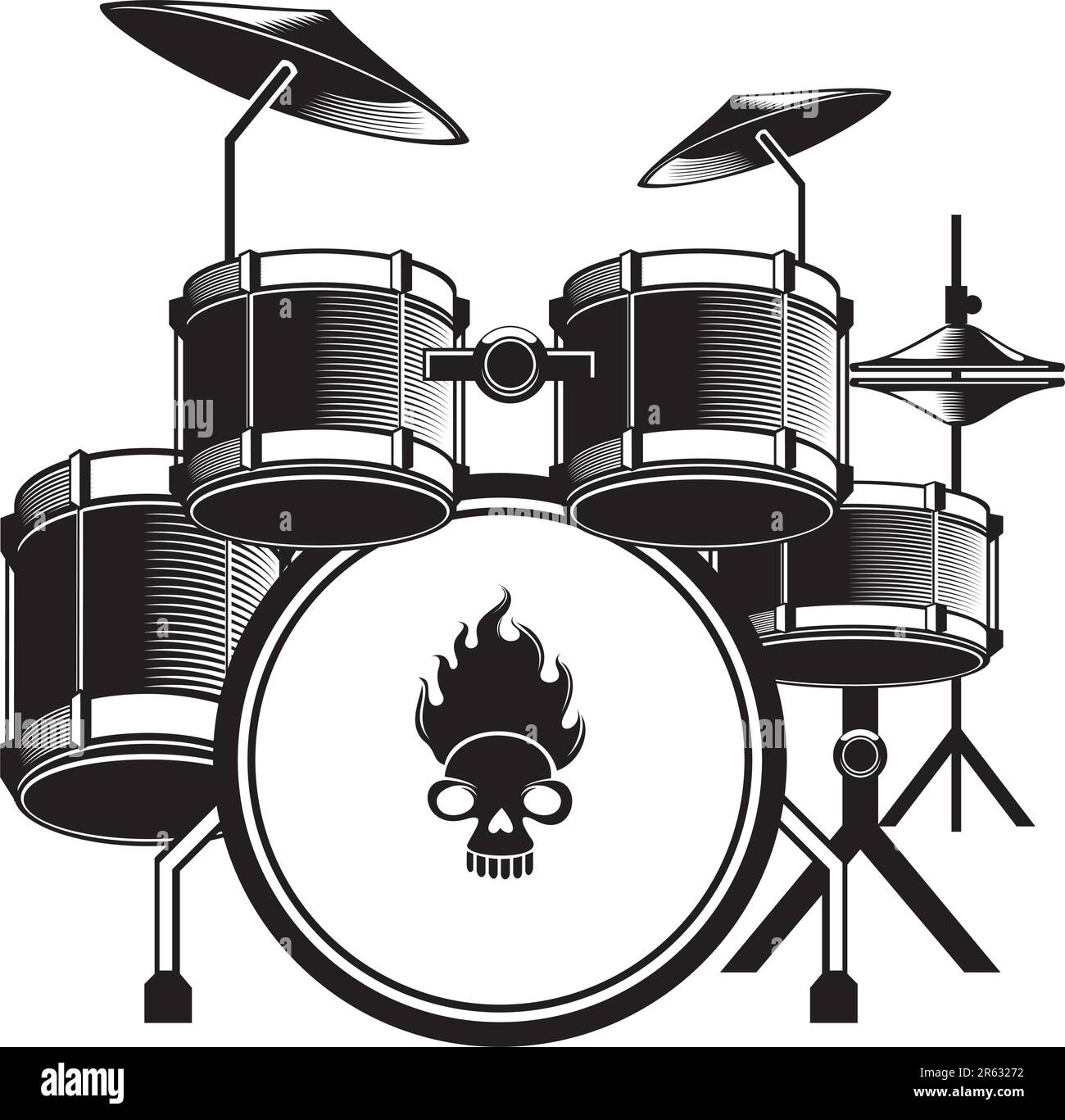 Black And White Drum Set Pattern Design Stock Vector Image And Art Alamy
