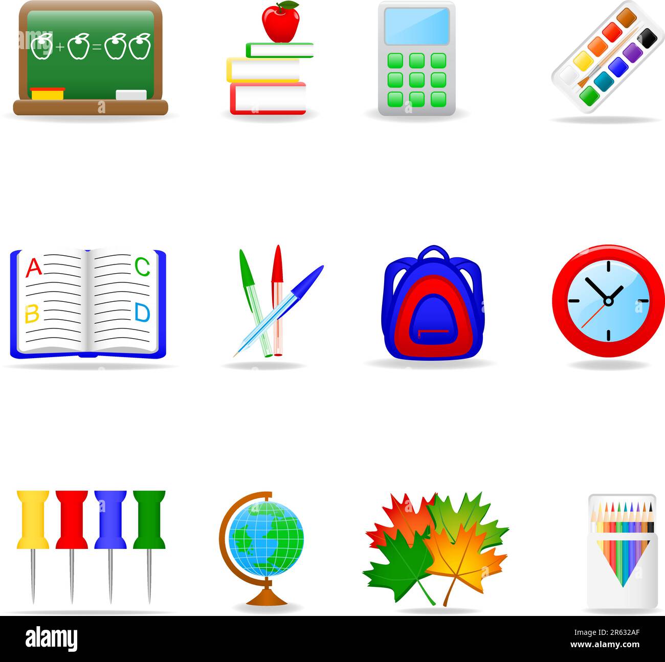 Icon set with school symbols Stock Vector Image & Art - Alamy