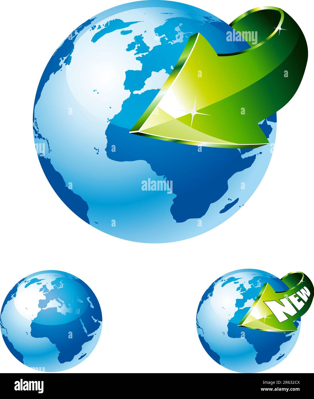 3d Style Earth Globe with an Arrow showing a recycle concept Stock ...
