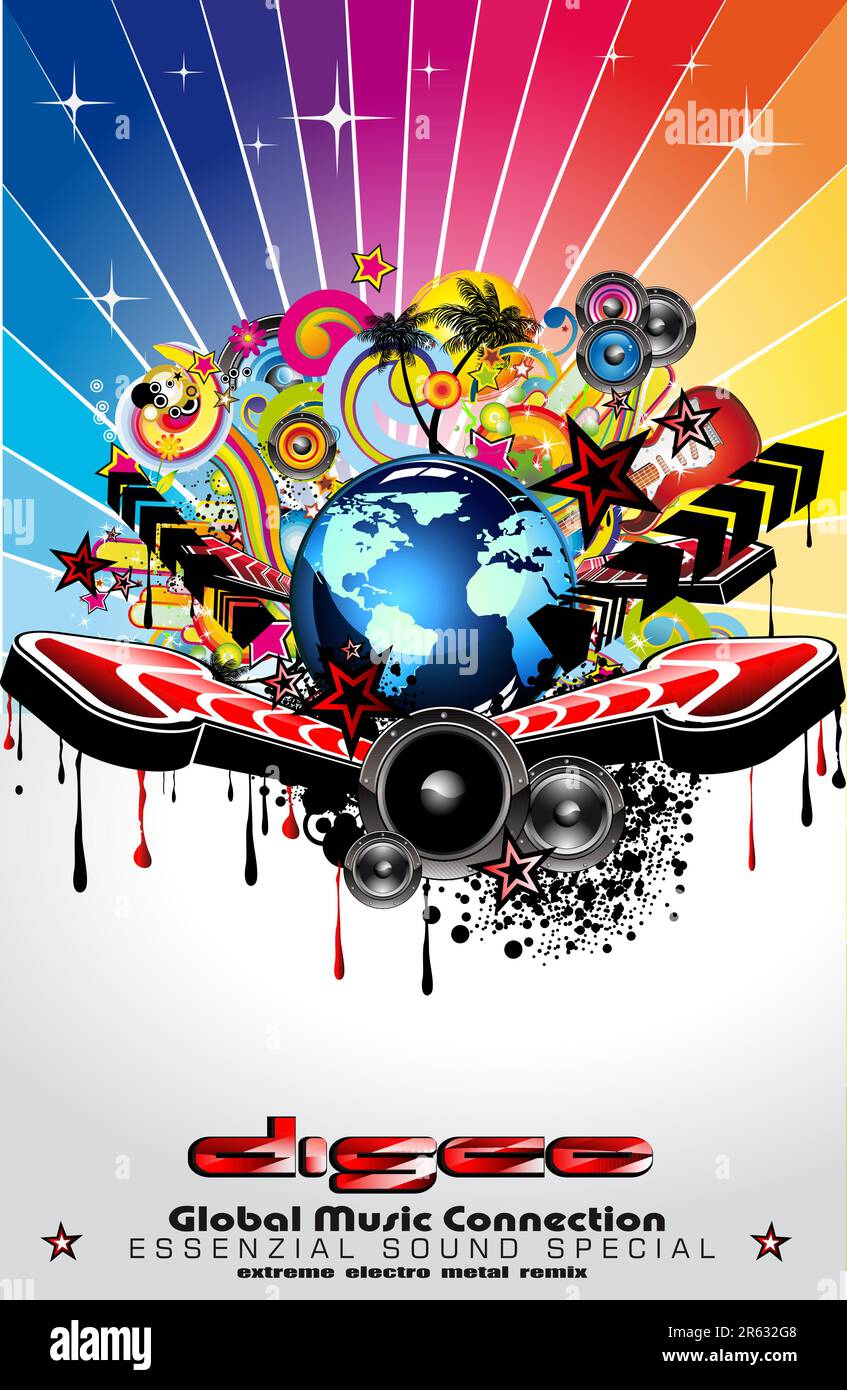 Global Music Event Abstract Background For Disco Flyers Stock Vector ...