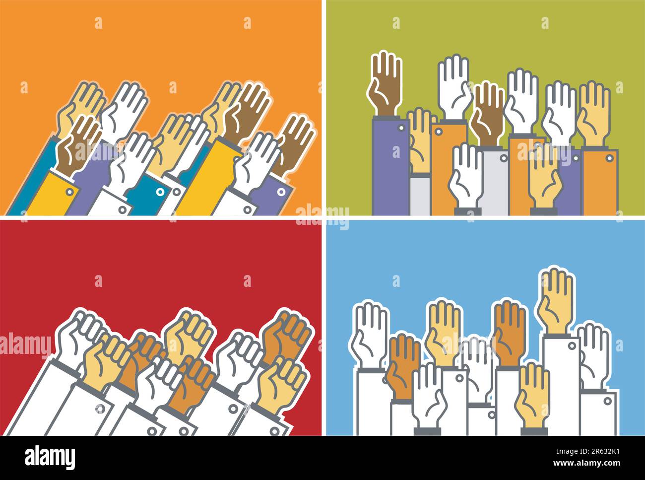 Voting group of people - symbolic human's hands Stock Vector Image ...
