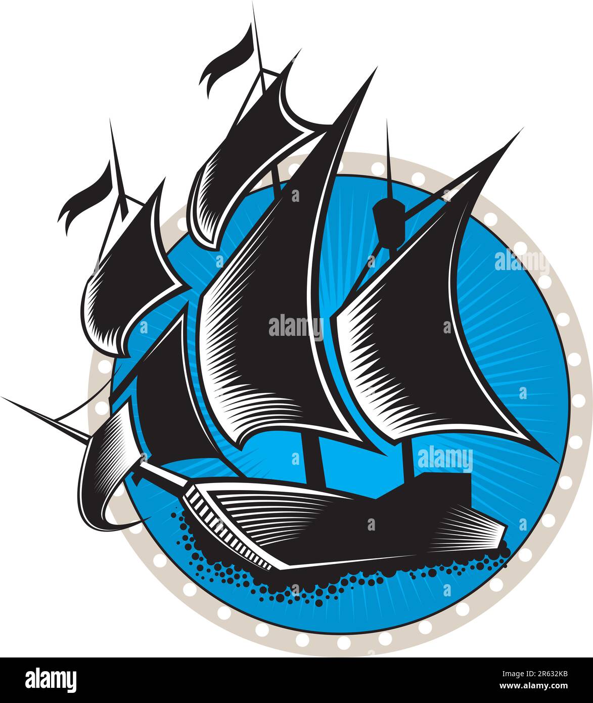 Pirate ship illustration Cut Out Stock Images & Pictures - Alamy