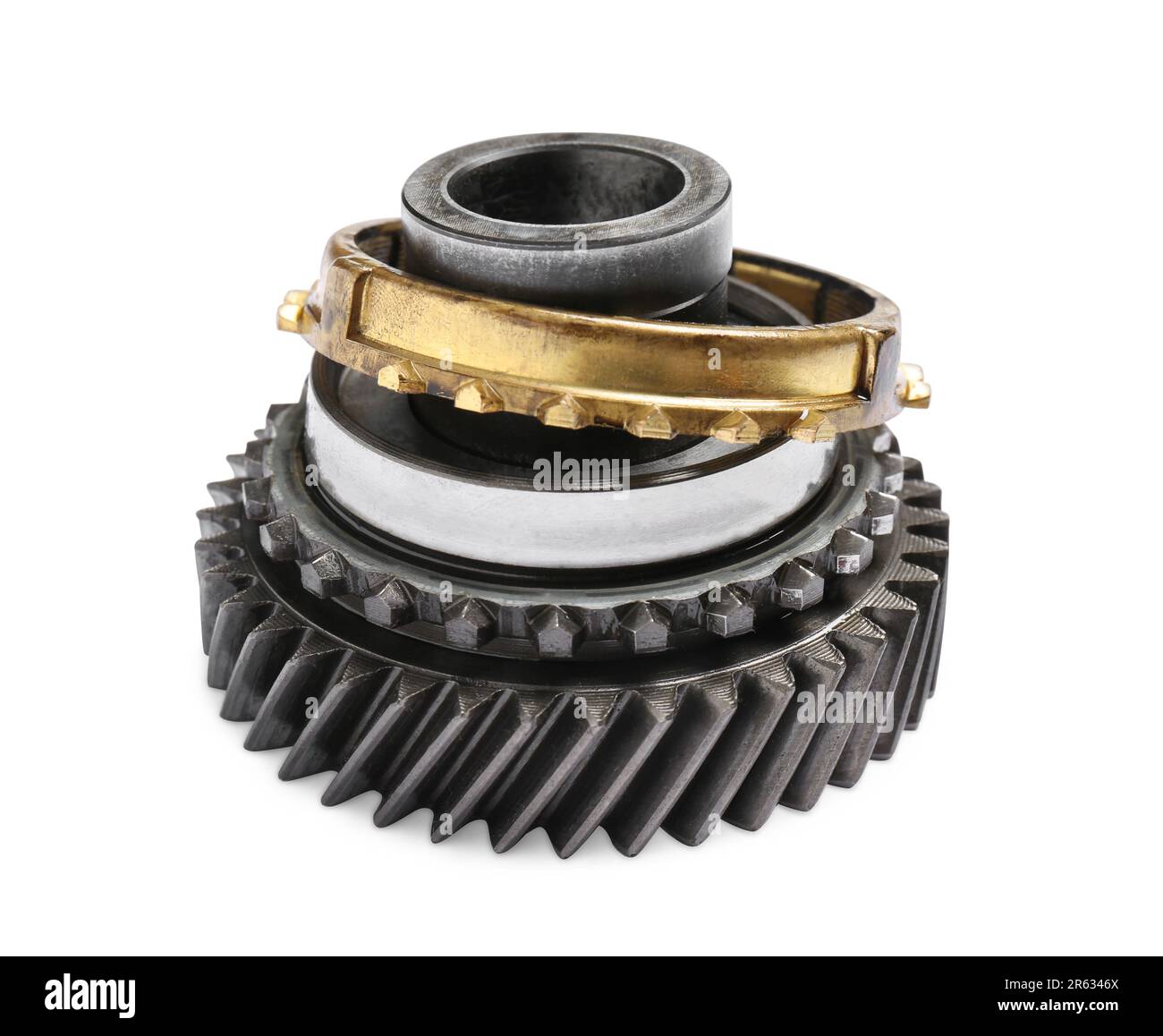 New stainless steel gears on white background Stock Photo - Alamy