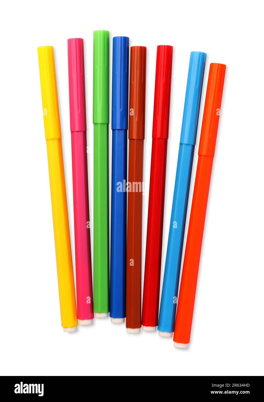 Many bright markers isolated on white, top view Stock Photo - Alamy
