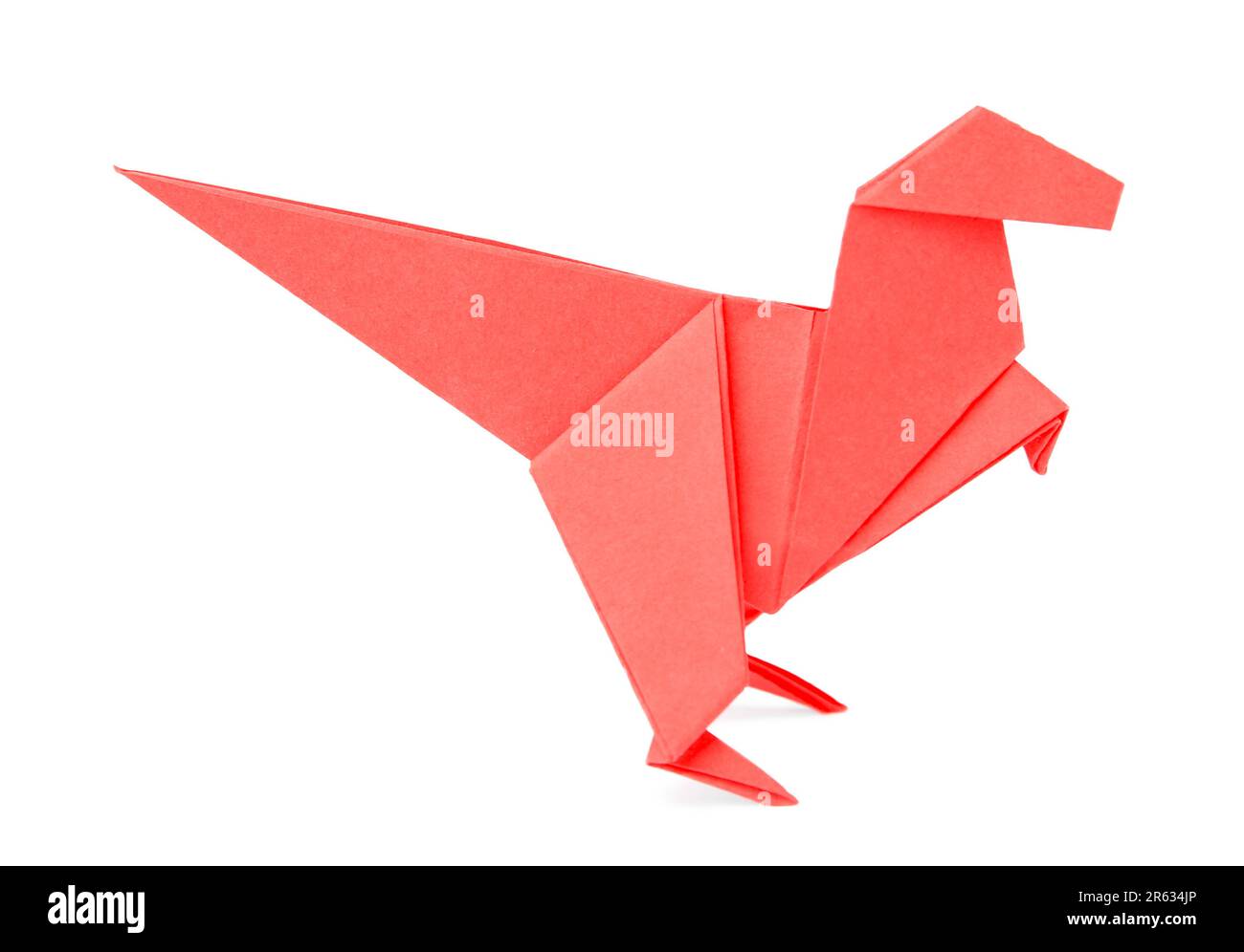 Origami art. Handmade red paper dinosaur on white background Stock ...