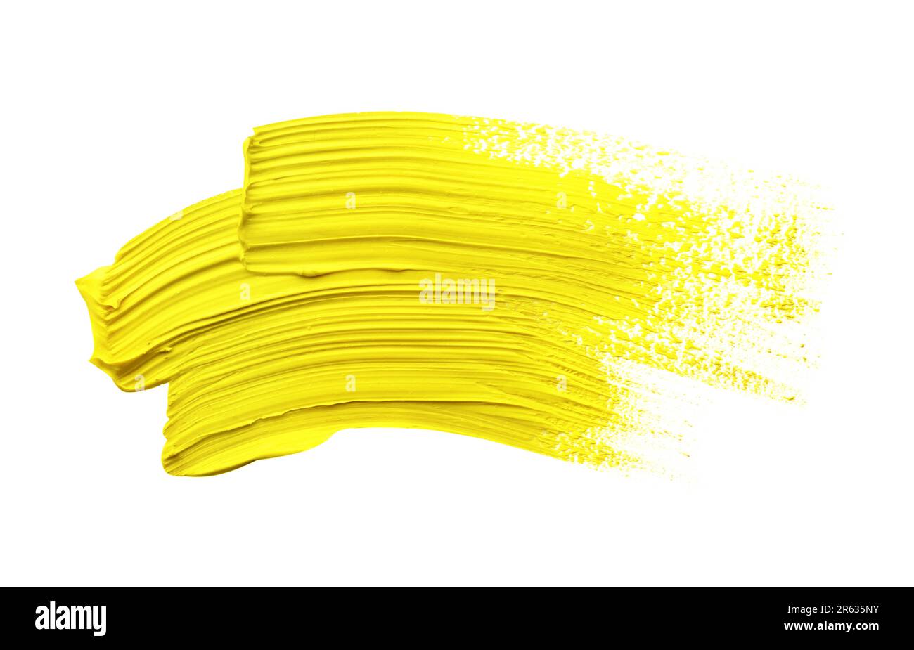 Yellow oil paint strokes on white background, top view Stock Photo - Alamy