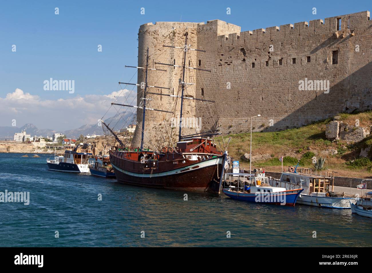 Fortified wall and structure at harbor in Cyprus Stock Photo - Alamy