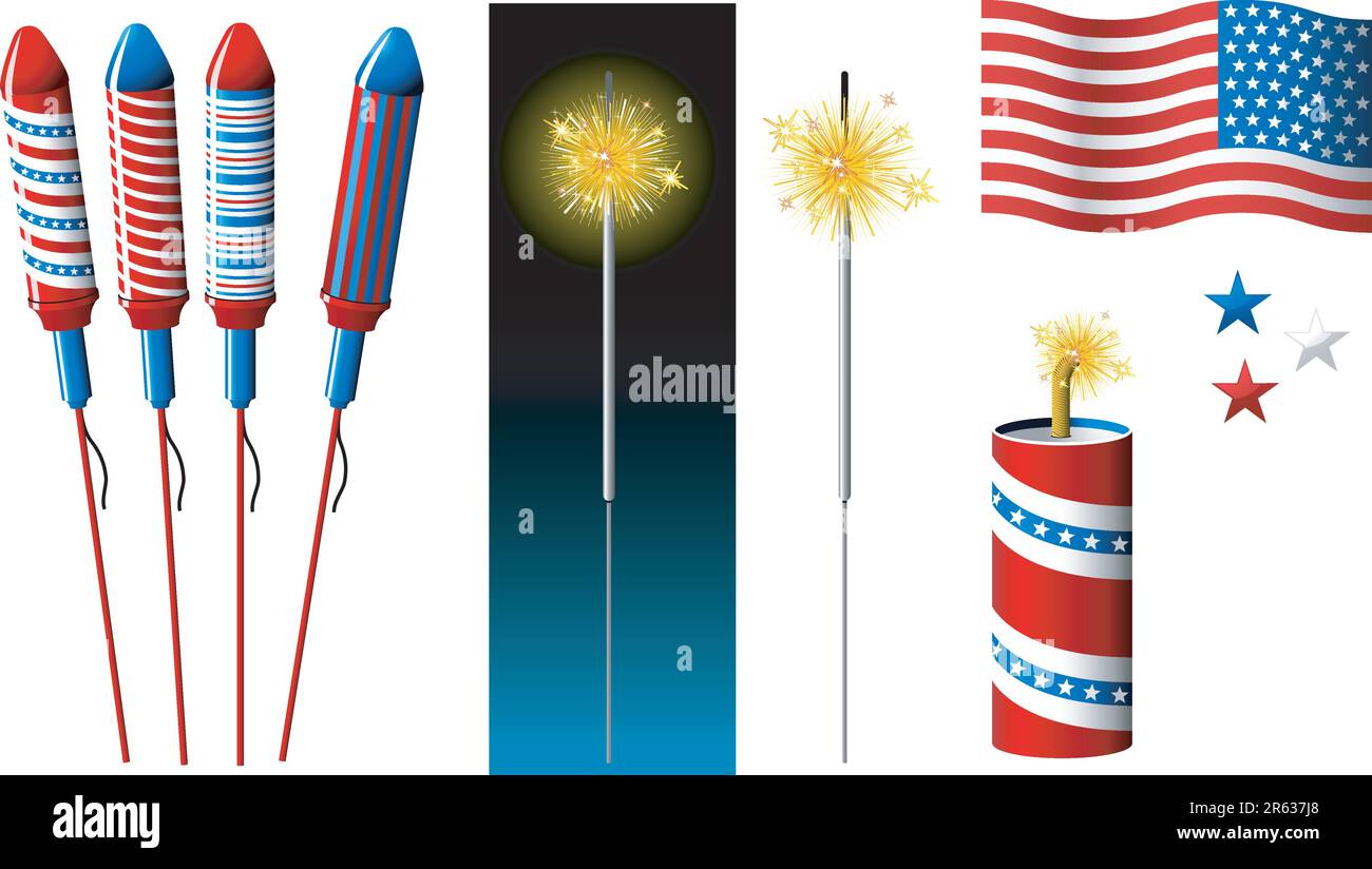 Vector Fireworks, sparkler and American flag Stock Vector Image & Art ...