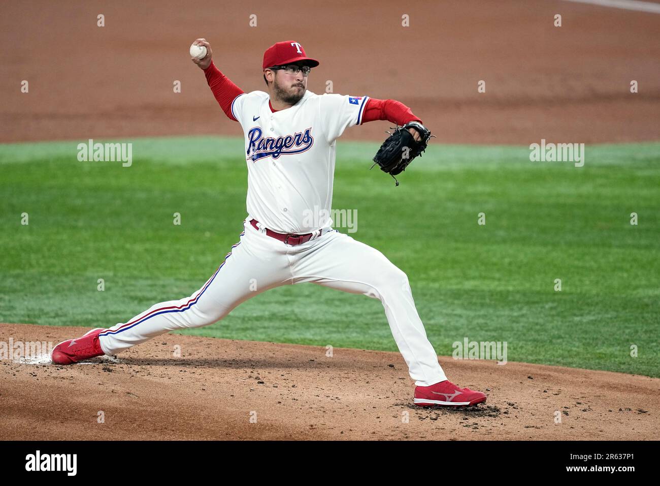 Texas Rangers relief pitcher Dane Dunning throws to a St. Louis ...