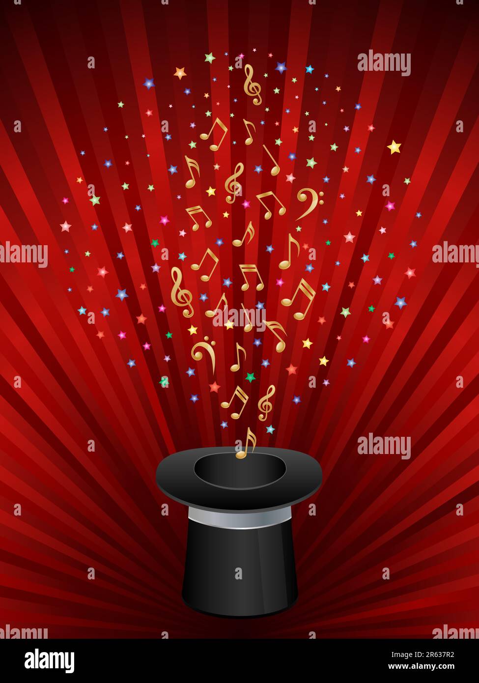 Music background with a magic top hat Stock Vector Image & Art - Alamy