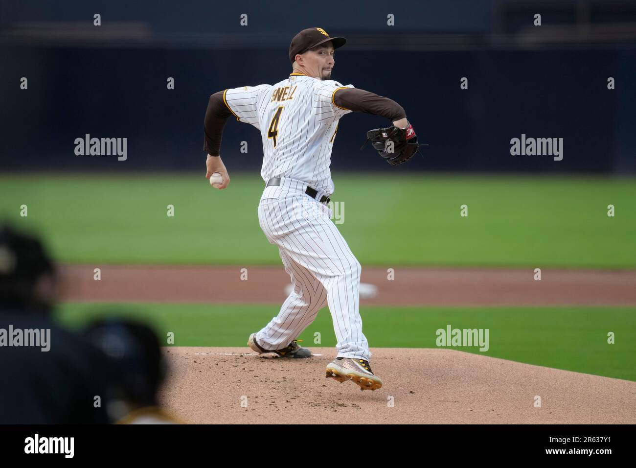 San Diego Padres starting pitcher Blake Snell works against a Chicago ...