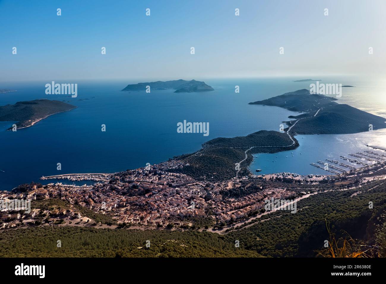 View of Kaş and Kastellorizo from the cliffs above, Lycian Way, Kaş ...
