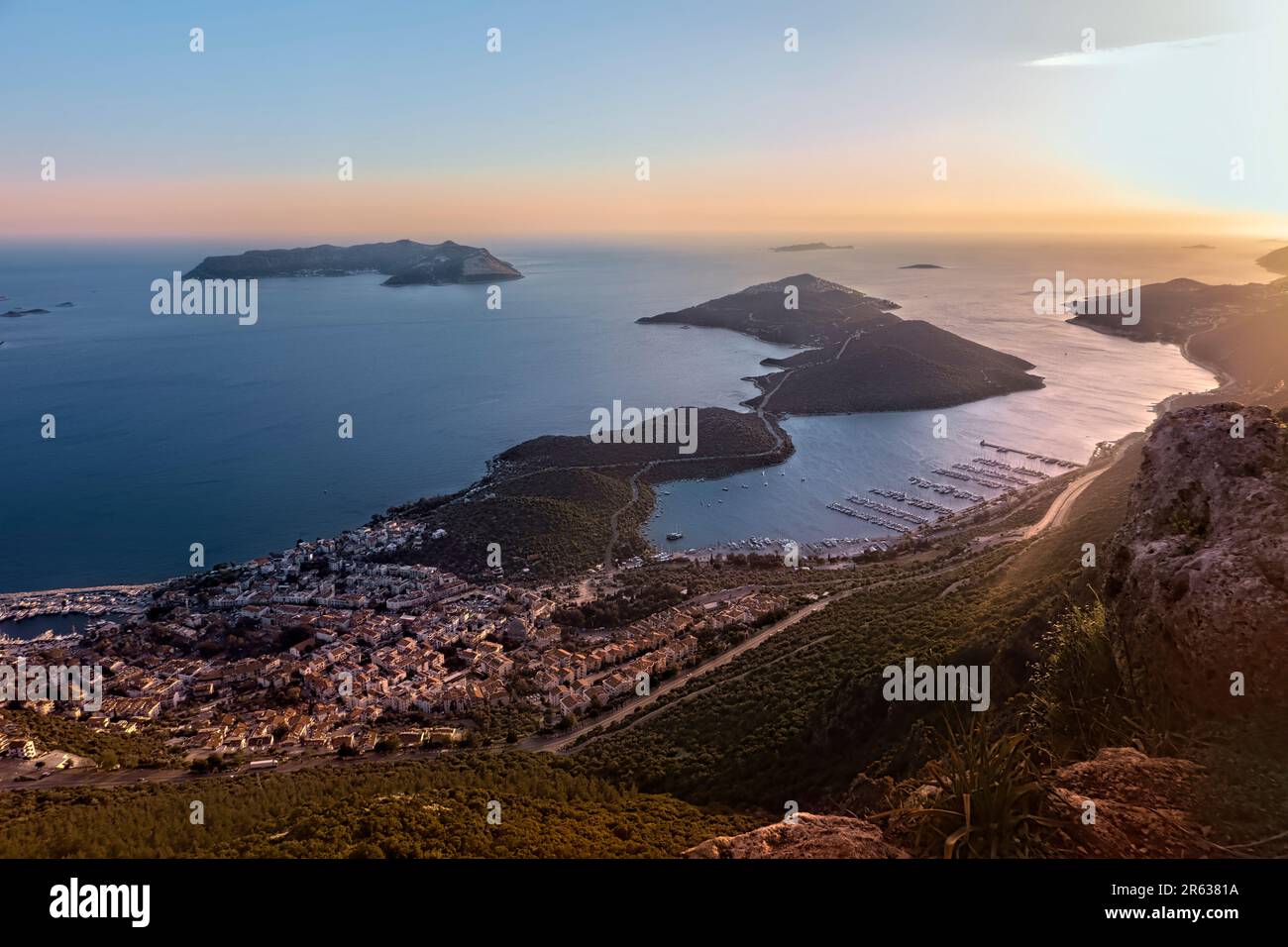 View of Kaş and Kastellorizo from the cliffs above, Lycian Way, Kaş ...